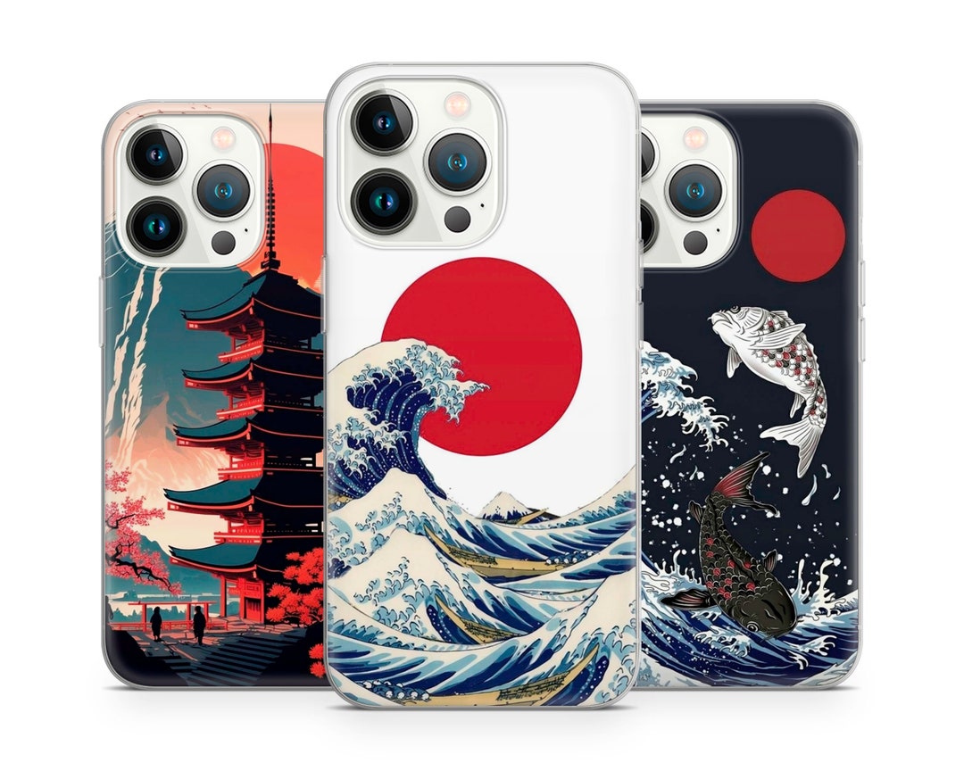 Japanese Style Kanagawa Yin Yang Cool Phone Case for iPhone 16 15 14 13 ...