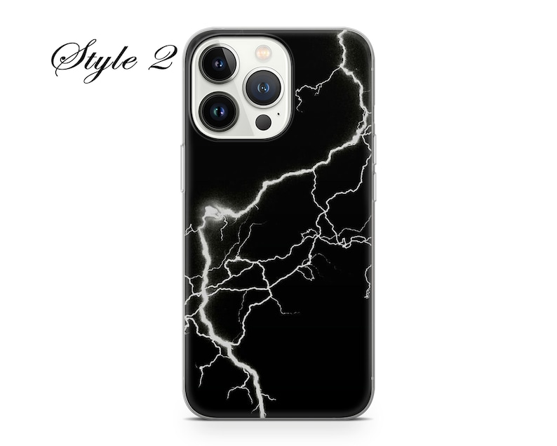 Lightning Bolt Sky Night Rain Thunder Phone Case for iPhone 16 15 14 13 ...