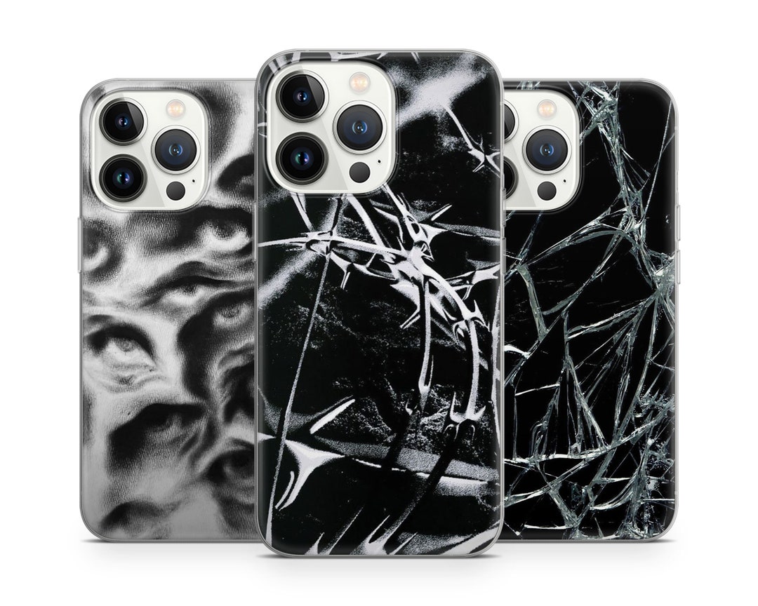 Dark Aesthetics Barbed Wire Broken Glass Phone Case for iPhone 15 14 13 ...