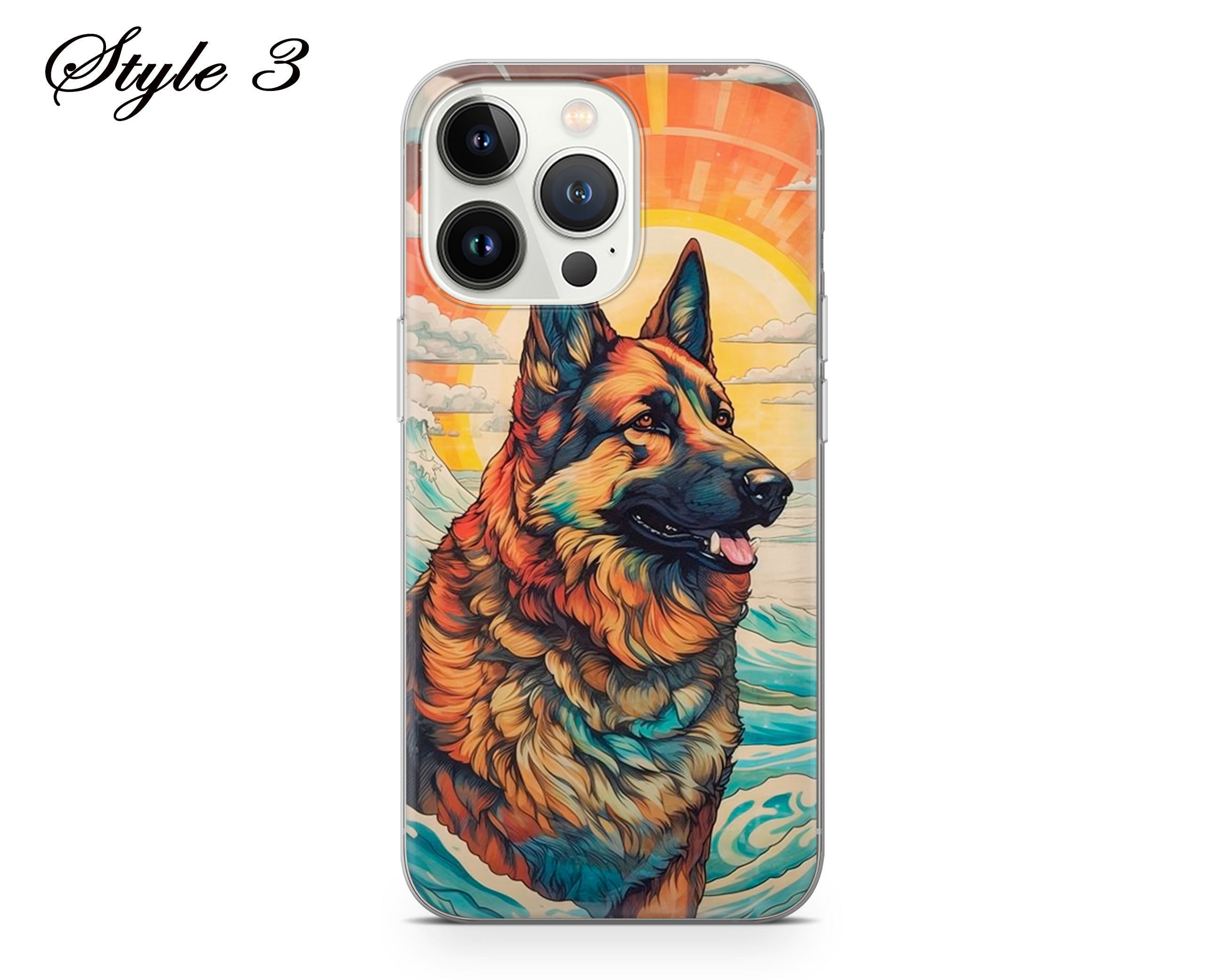 German Shepherd Dog Art Cute Cartoon Phone Case for iPhone 15 14 13 Pro ...