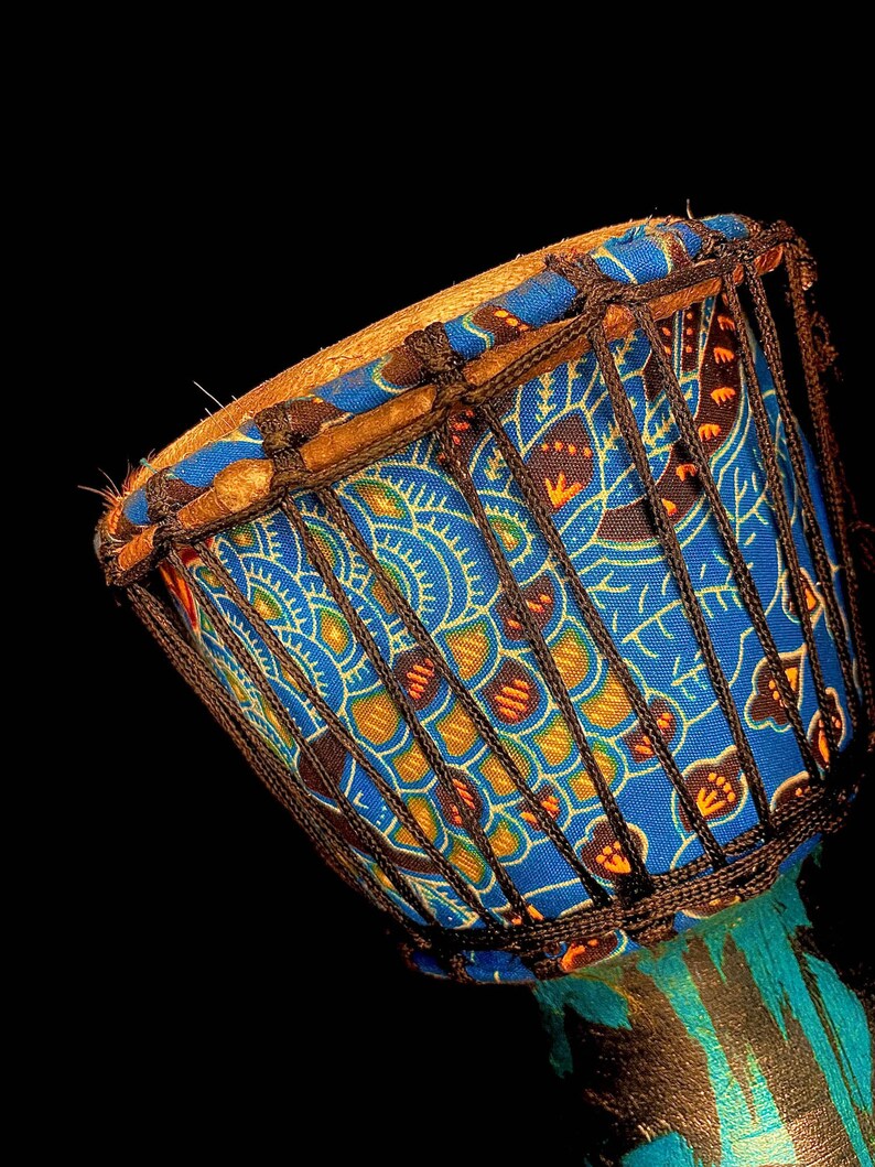 Ethnical Wooden Mall Handmade Djembe Blue Drum Tribal African ...