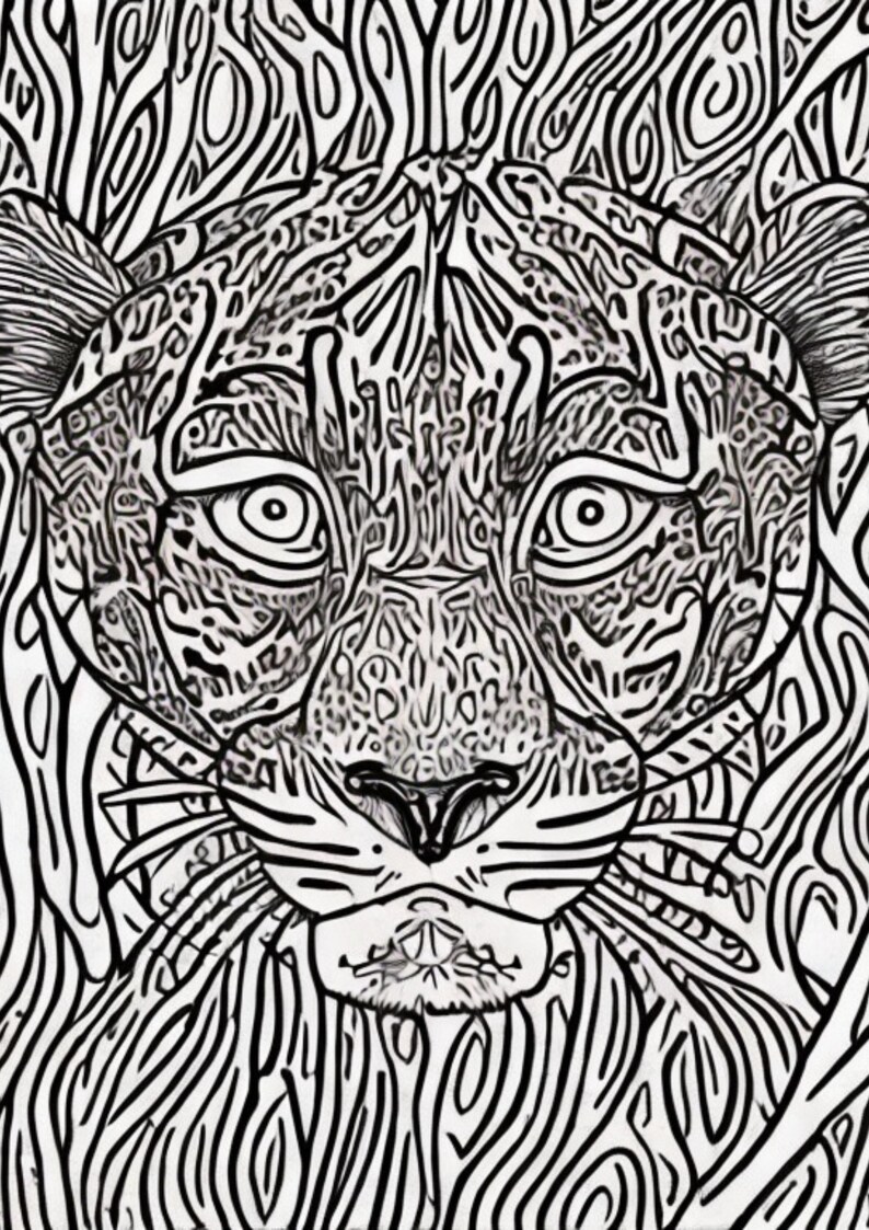 Mandala Art Coloring Page of Leopard - Etsy Australia