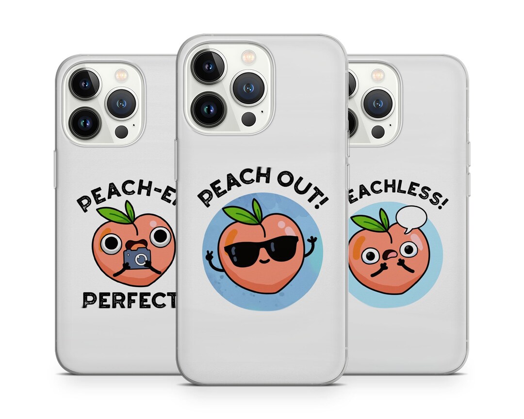 Peach Puns Funny Cartoon Fruit Vegan Phone Case for iPhone 14 13 Pro ...