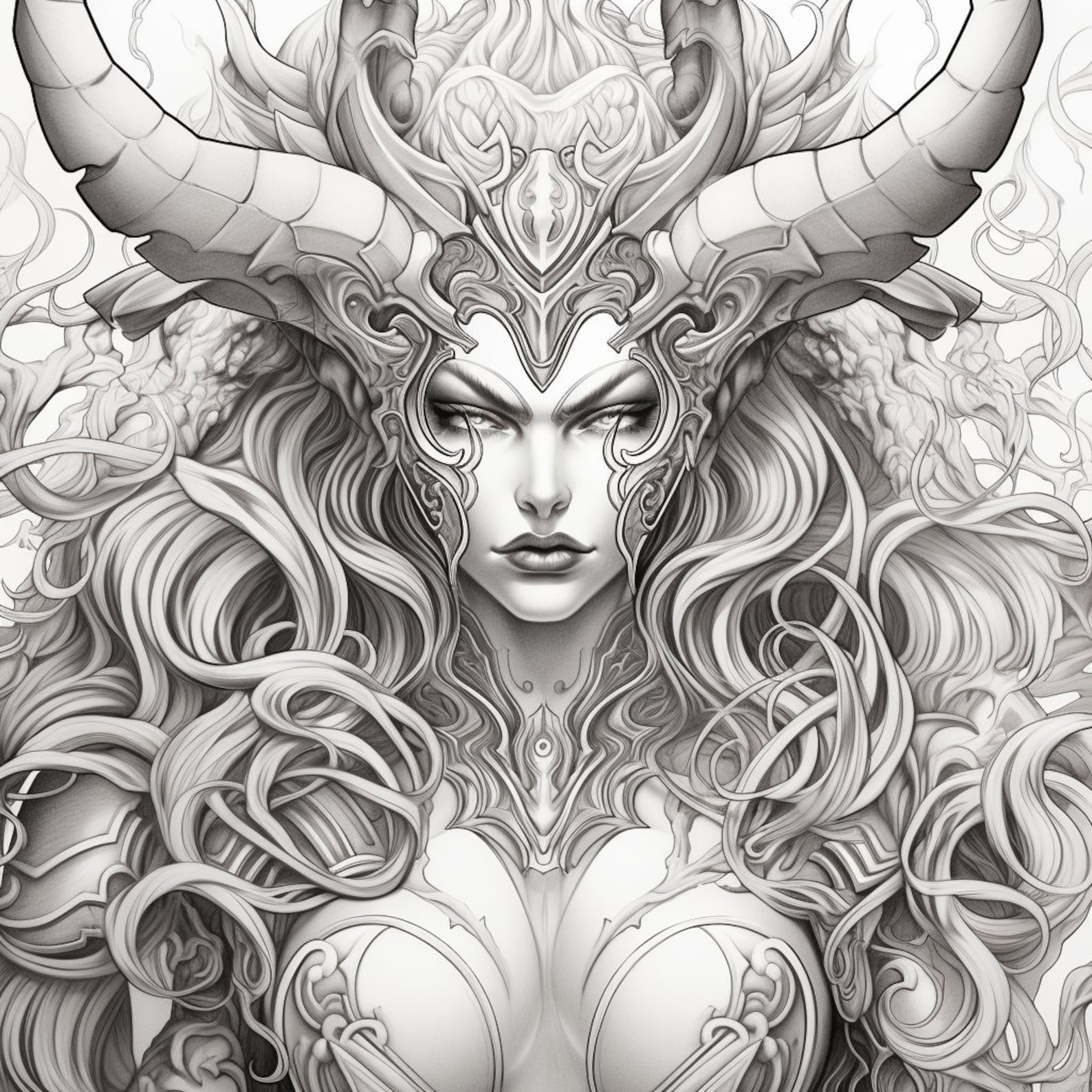 Diablo 4 Lilith Coloring Pages, for Adults - Instant Download - Grayscale Coloring Page ...
