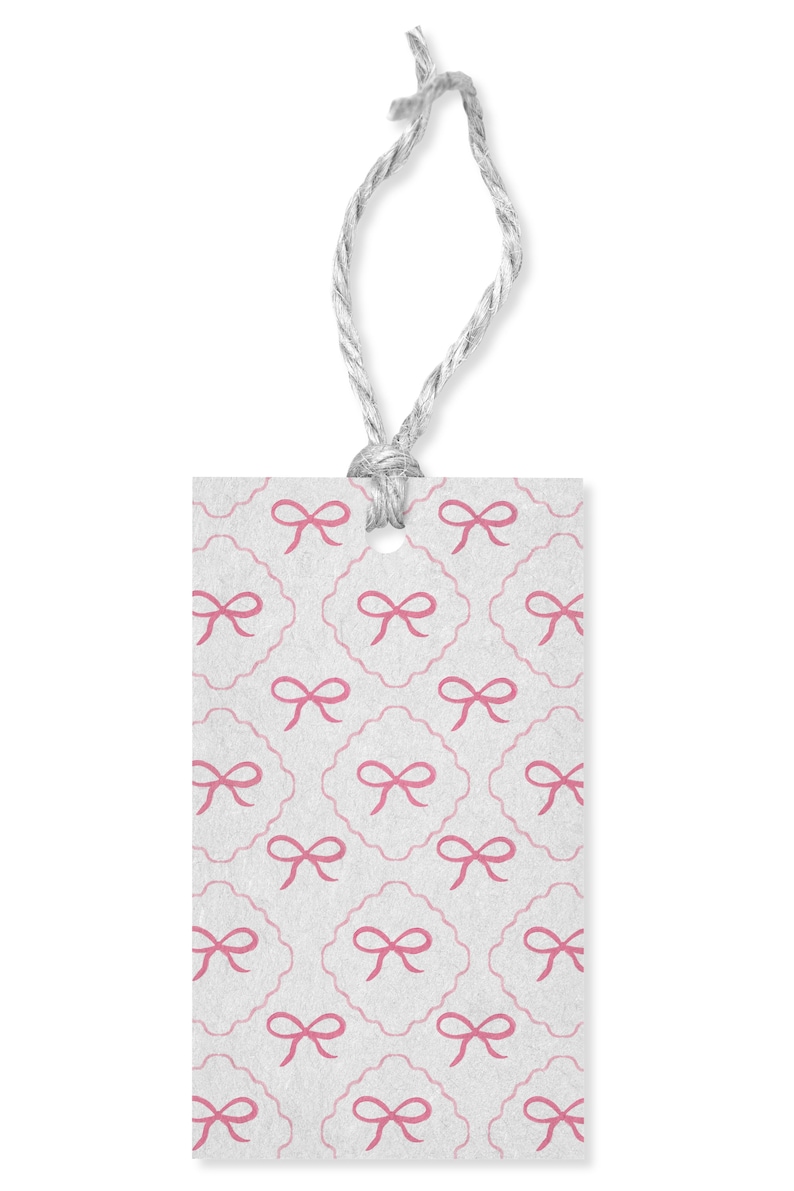 Pink Scalloped Bow Gift Tags, Girl Generic Present Tags, Instant ...