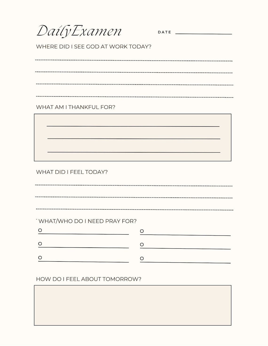 Daily Examen PDF Template goodnotes Noteability Print - Etsy