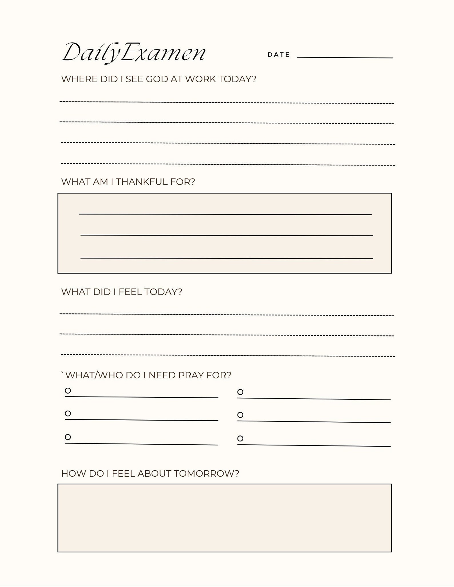 Daily Examen PDF Template goodnotes Noteability Print - Etsy