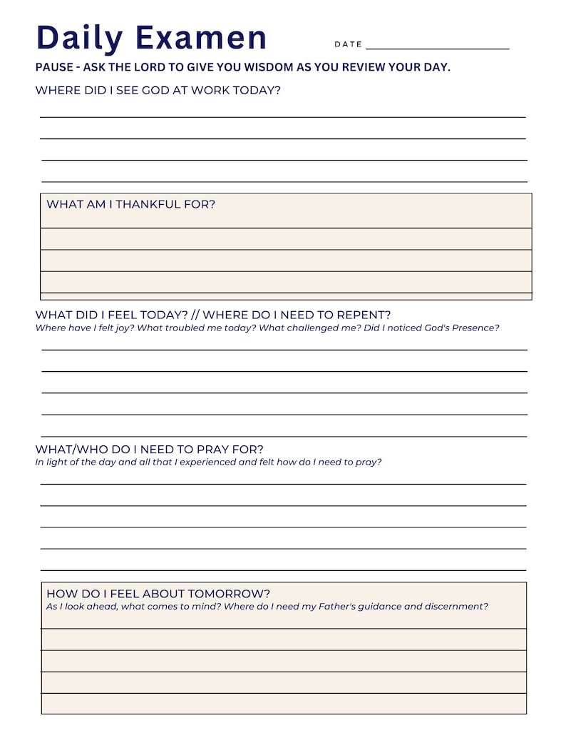 Daily Examen PDF Template (goodnotes, Noteability, Print) - Etsy