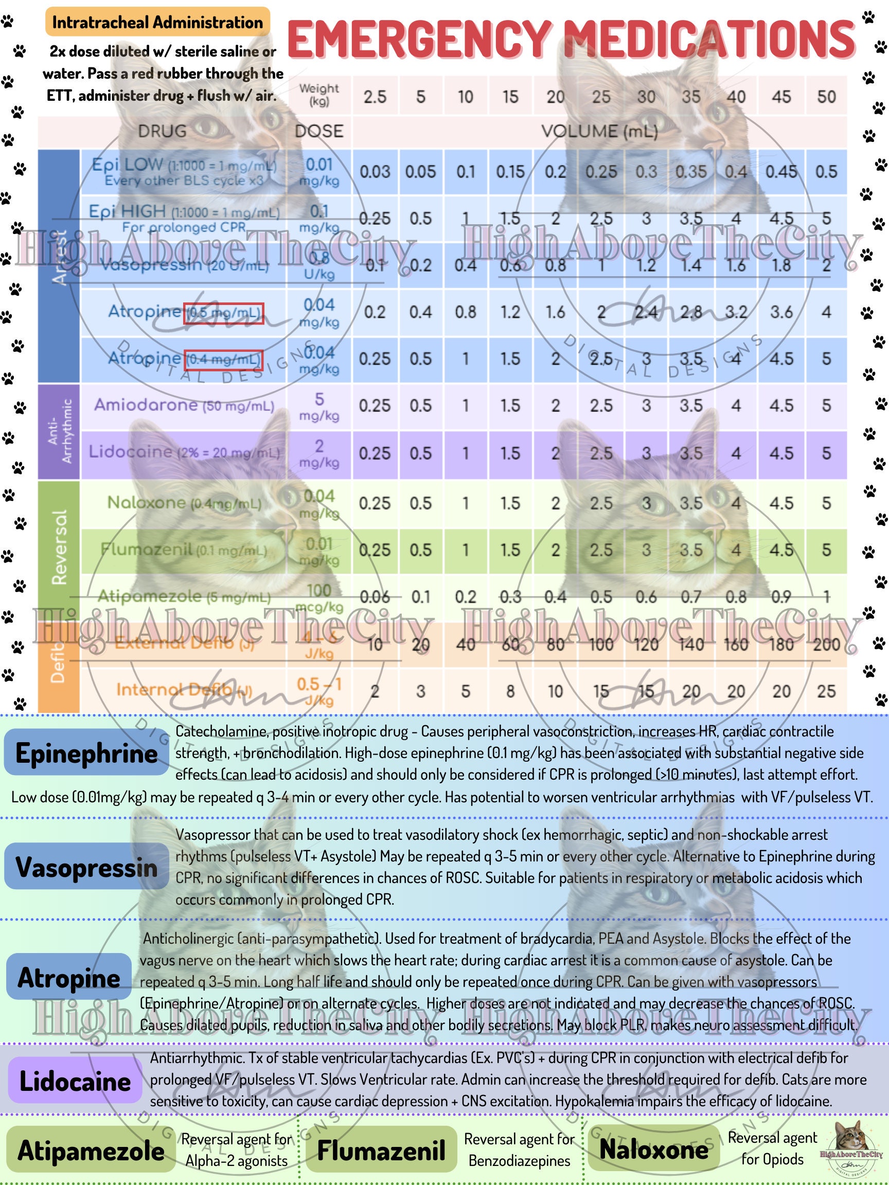Printable Veterinary Emergency Medication and CPR Guide - Etsy
