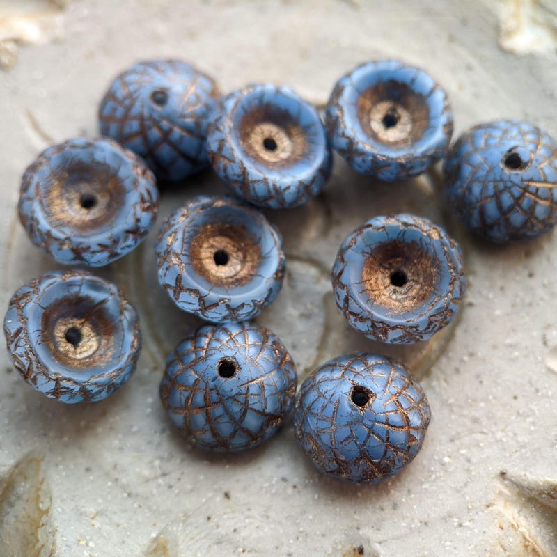 Glass Blue Acorn Beads - Etsy