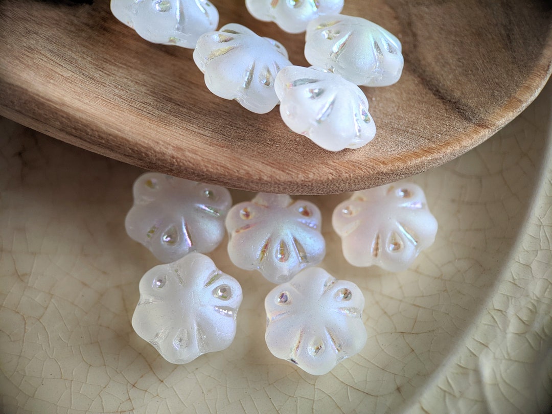 10pcs: Scintillating 11mm Folklore Flower, Czech Glass Beads in Matte ...