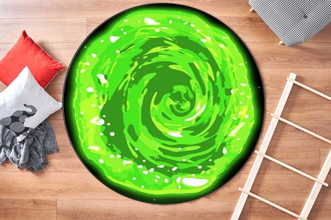 Rick and Morty Rug, Portal Raund Rug, Rick and Morty Decor, Kids Room ...