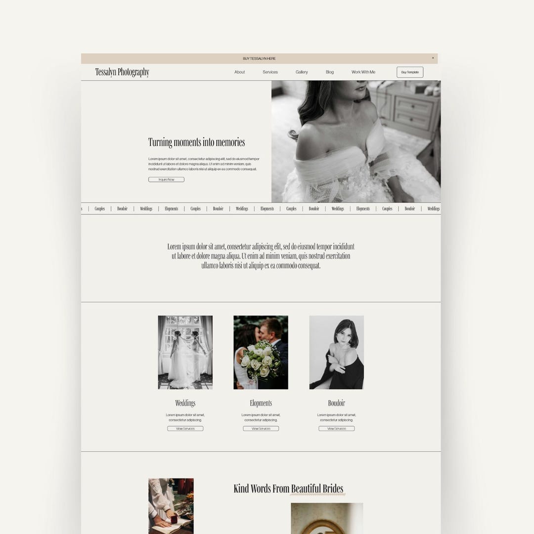 Tessalyn Squarespace Photography Website Template - Etsy