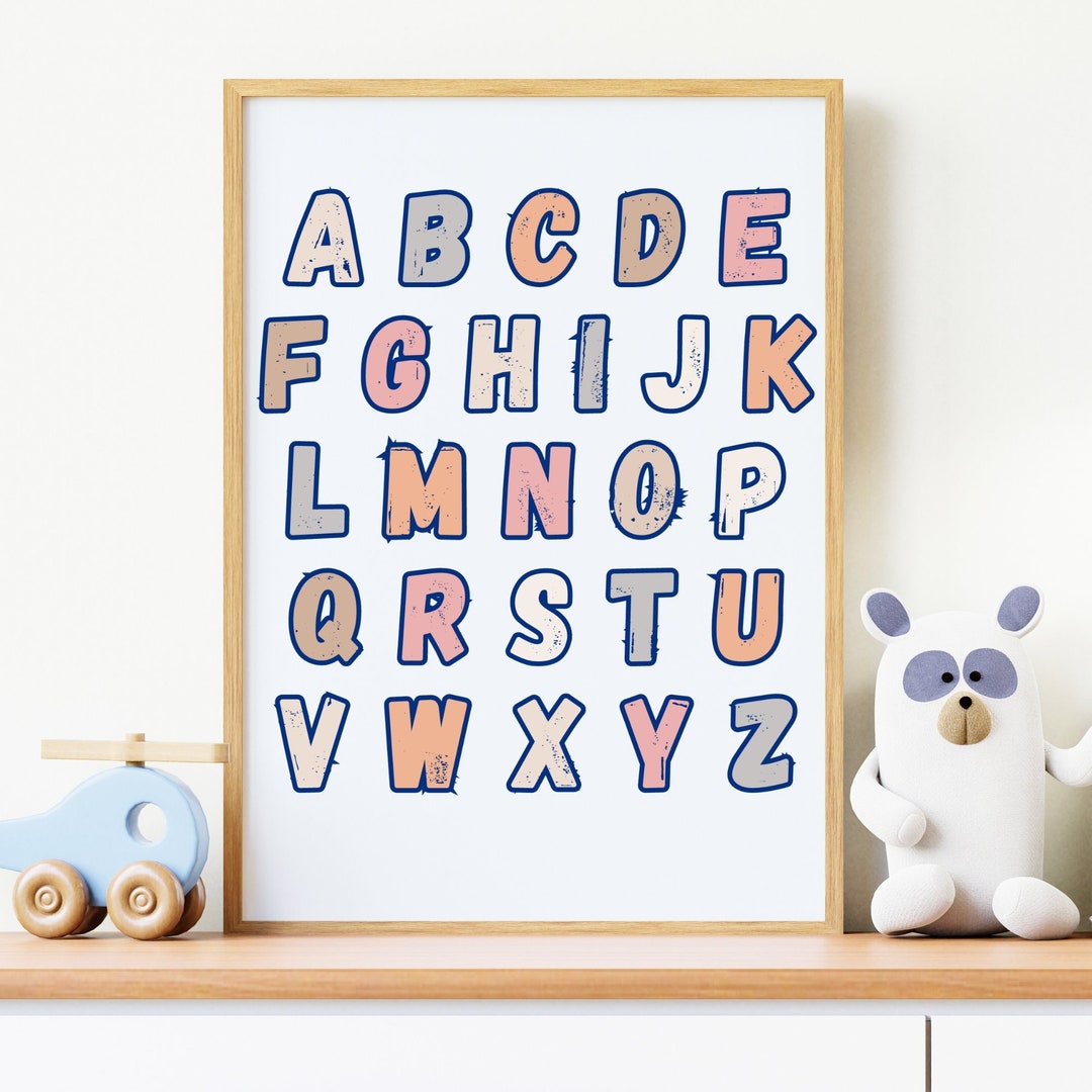 Pastel Alphabet Poster, Nursery ABC Print, Playroom Wall Art (digital ...