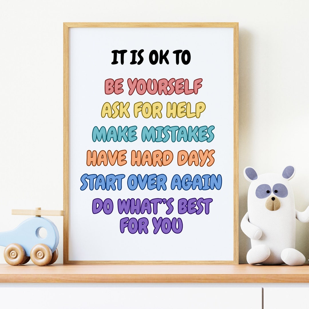 Positive Affirmations for Kids, Motivational Kids Poster, Rainbow ...