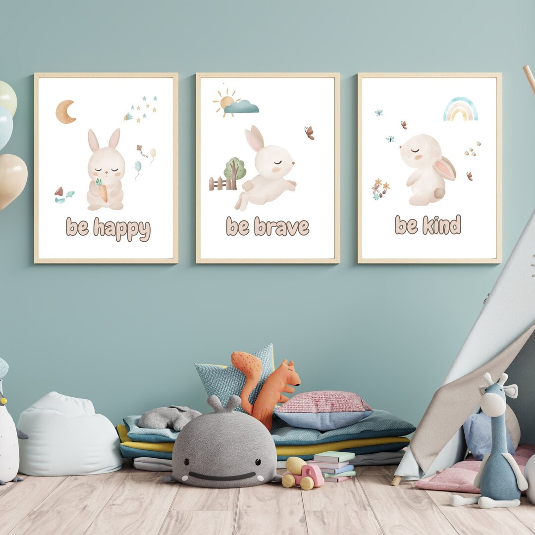 Be Happy Be Brave Be Kind, Boho Playroom Decor, Nursery Printable ...
