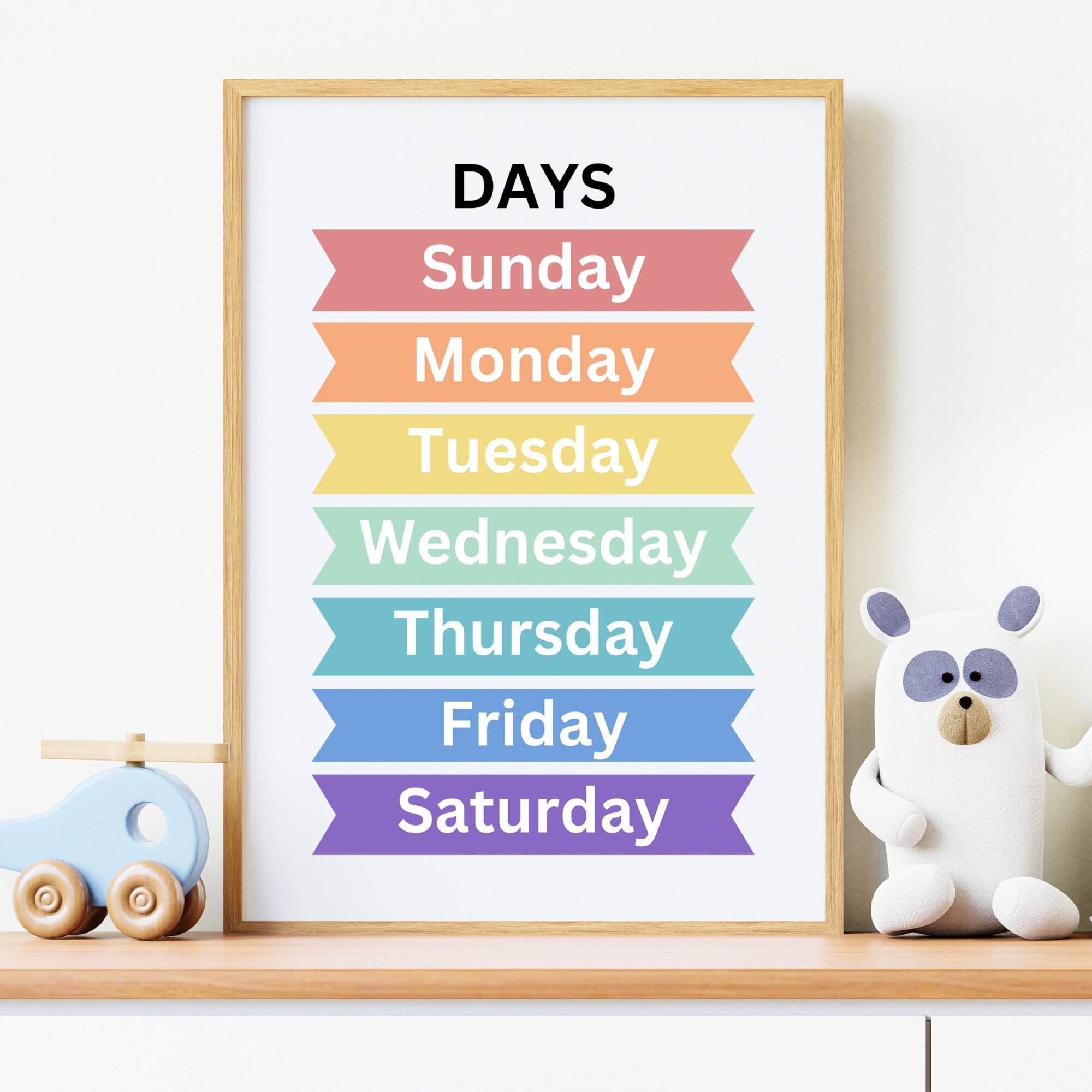 Days of the Week Poster, Rainbow Classroom Poster, Educational Wall Art ...