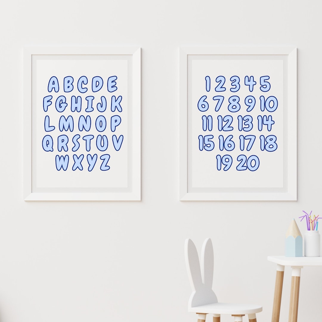Alphabet Numbers Poster, Nursery ABC Print, Educational Wall Art ...
