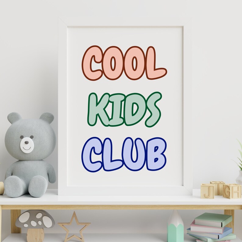 Cool Kids Club Print, Playroom Decor, Kids Clubhouse Sign, Classroom ...