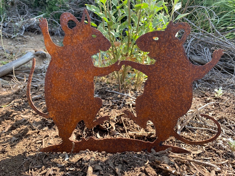 Rustic Rusty Metal Mice Dancing - Etsy
