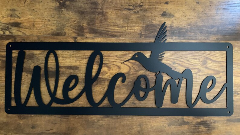 Welcome Hummingbird Sign / Steel Welcome Sign / Metal Welcome Sign ...