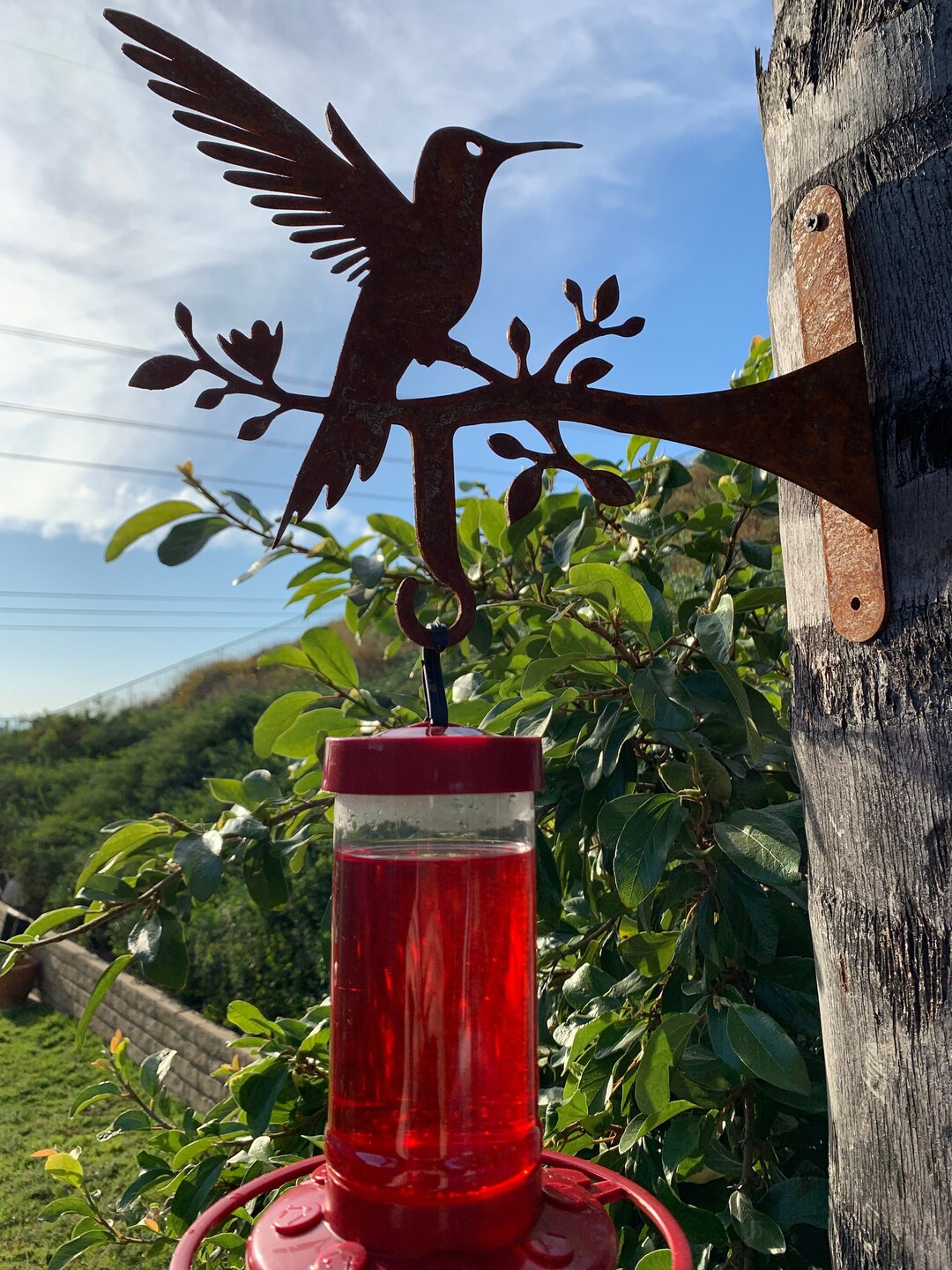 Hummingbird Feeder Hanger / Rusted Metal / Rusted Steel / Plant Hanger ...