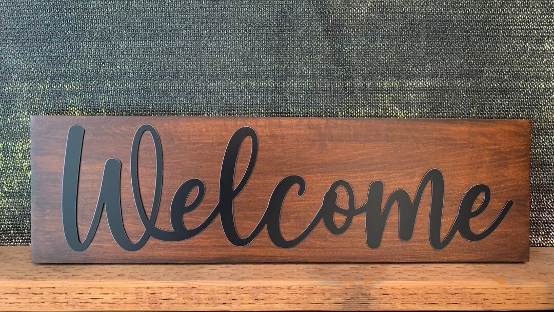 Wood and Metal Welcome Sign / Steel Welcome Sign / Stained Wood Welcome ...