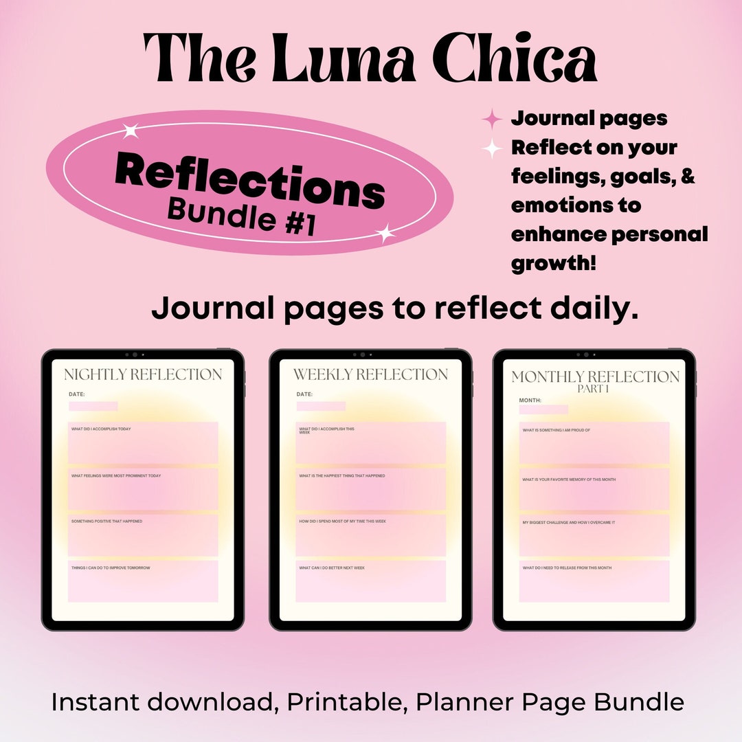 Daily Reflections, Weekly Reflection Journal, Monthly Reflection ...