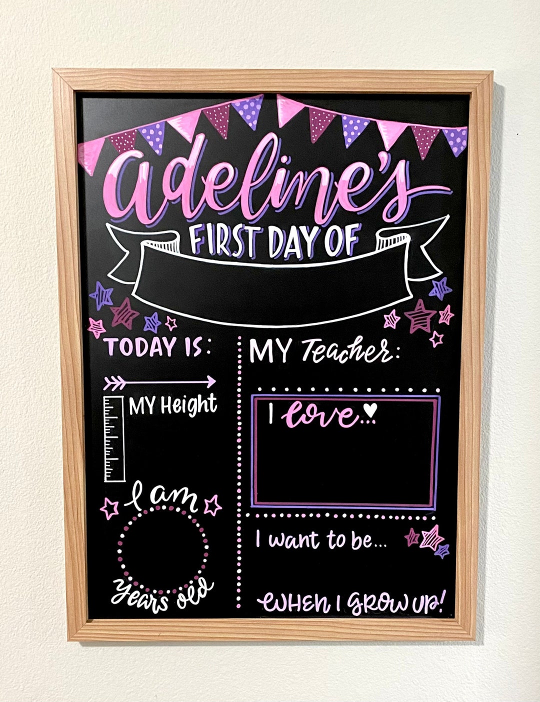 First Day of School Chalkboard Sign, Custom Chalkboard, Personalized ...