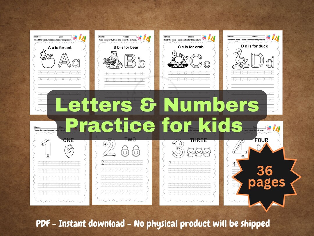 Alphabet and Numbers Tracing Worksheets, Letter Tracing, ABC Preschool ...
