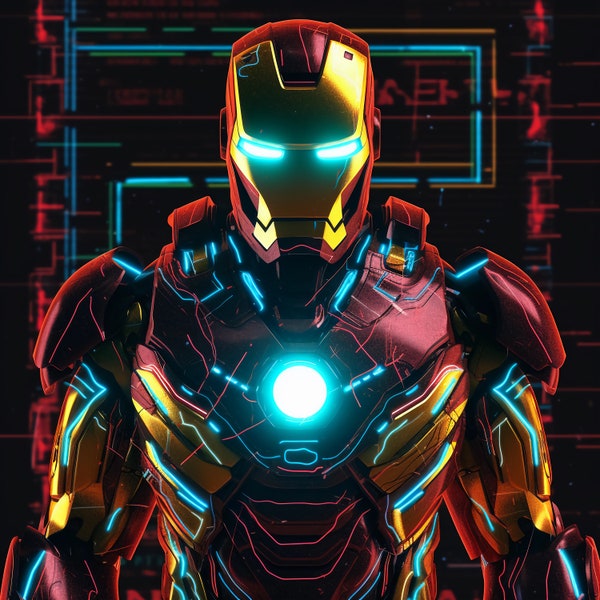 Neon Iron Man - Etsy