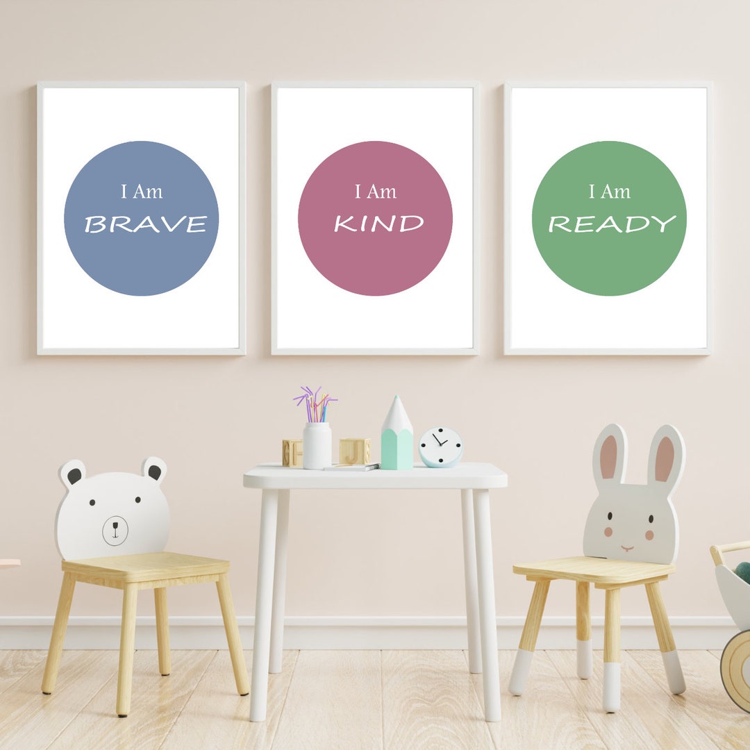Kids Affirmation Wall Art Boho Classroom Decor I Am Brave Growth ...