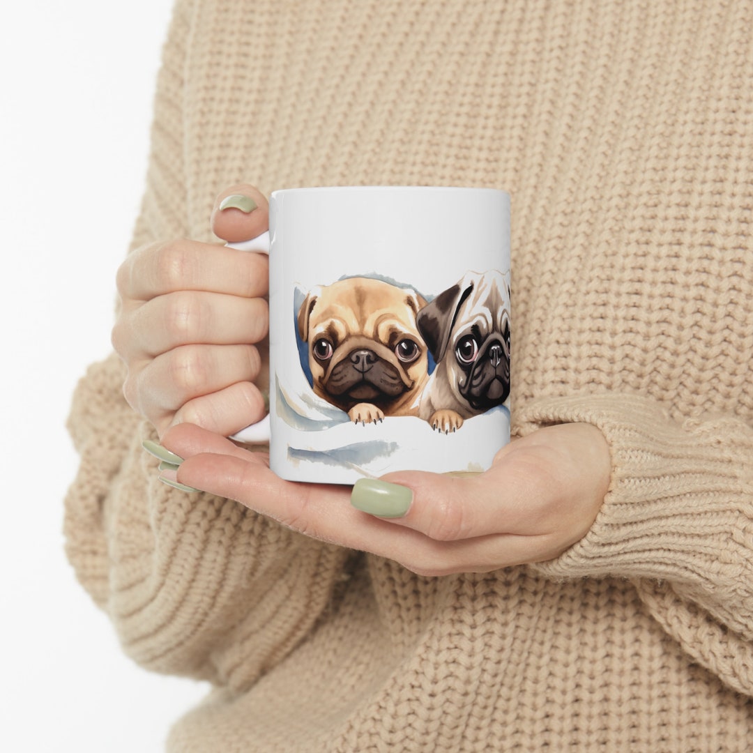 Pug Mug, Cute Coffee Mug, Pug Coffee Cup, Pug Puppy Mug, Dog Lovers Mug ...