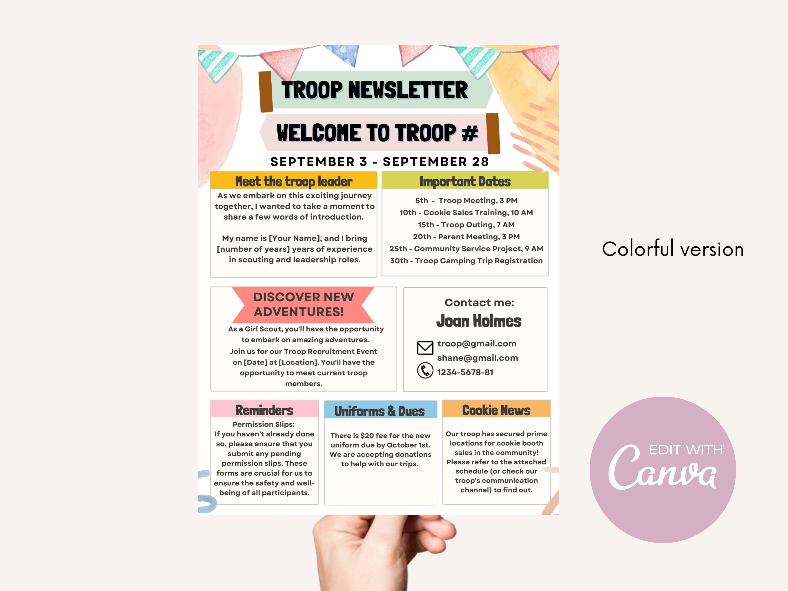 Girl Scout Newsletter Template, Cub Scout Newsletter, Event Newsletter ...
