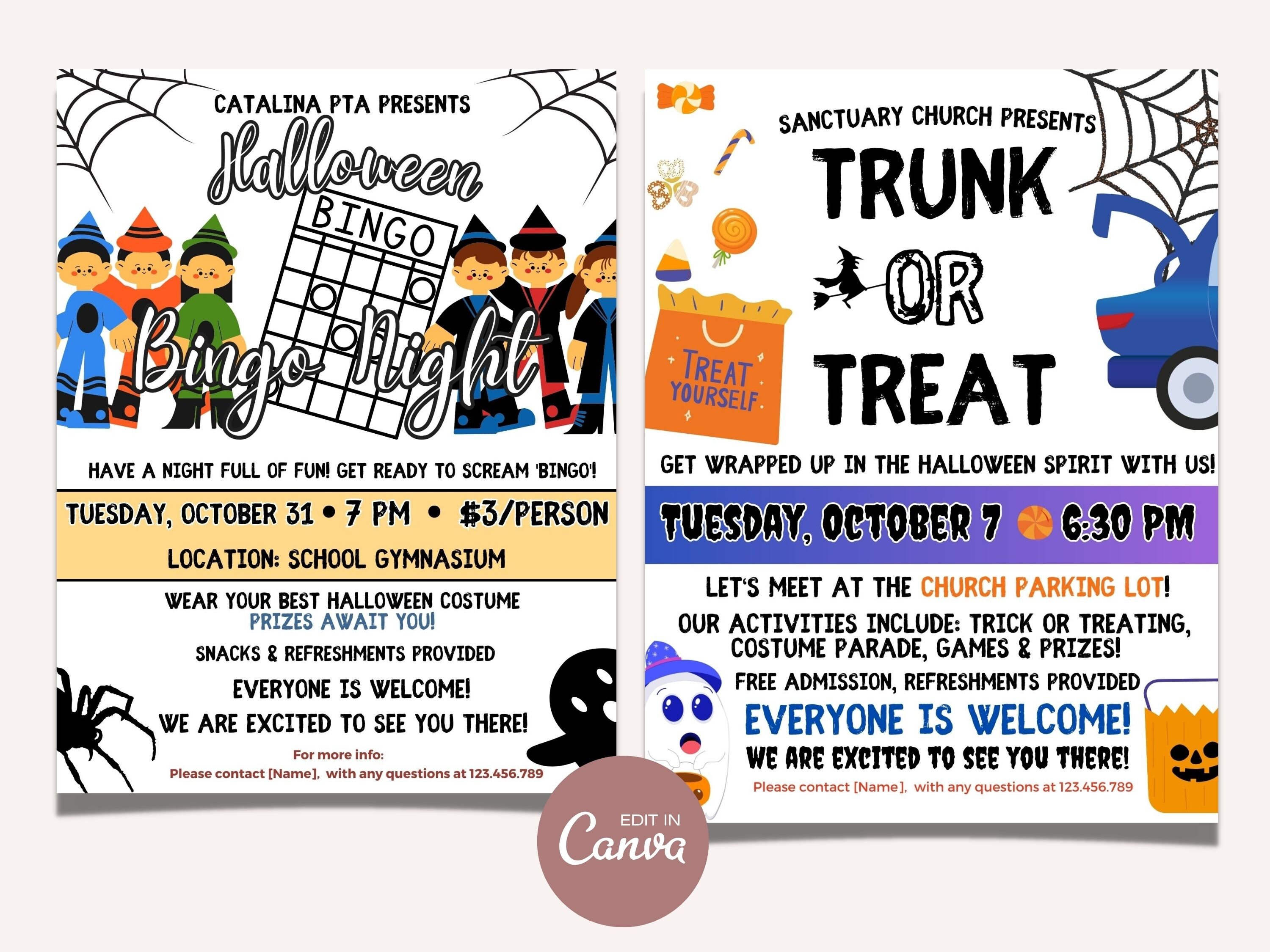 Halloween Fundraiser Flyer Template Bundle 2023 Bake Sale - Etsy