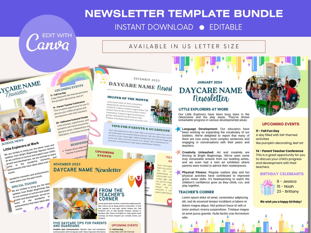 Daycare Newsletter Template, Preschool Newsletter, Toddler Newsletter ...