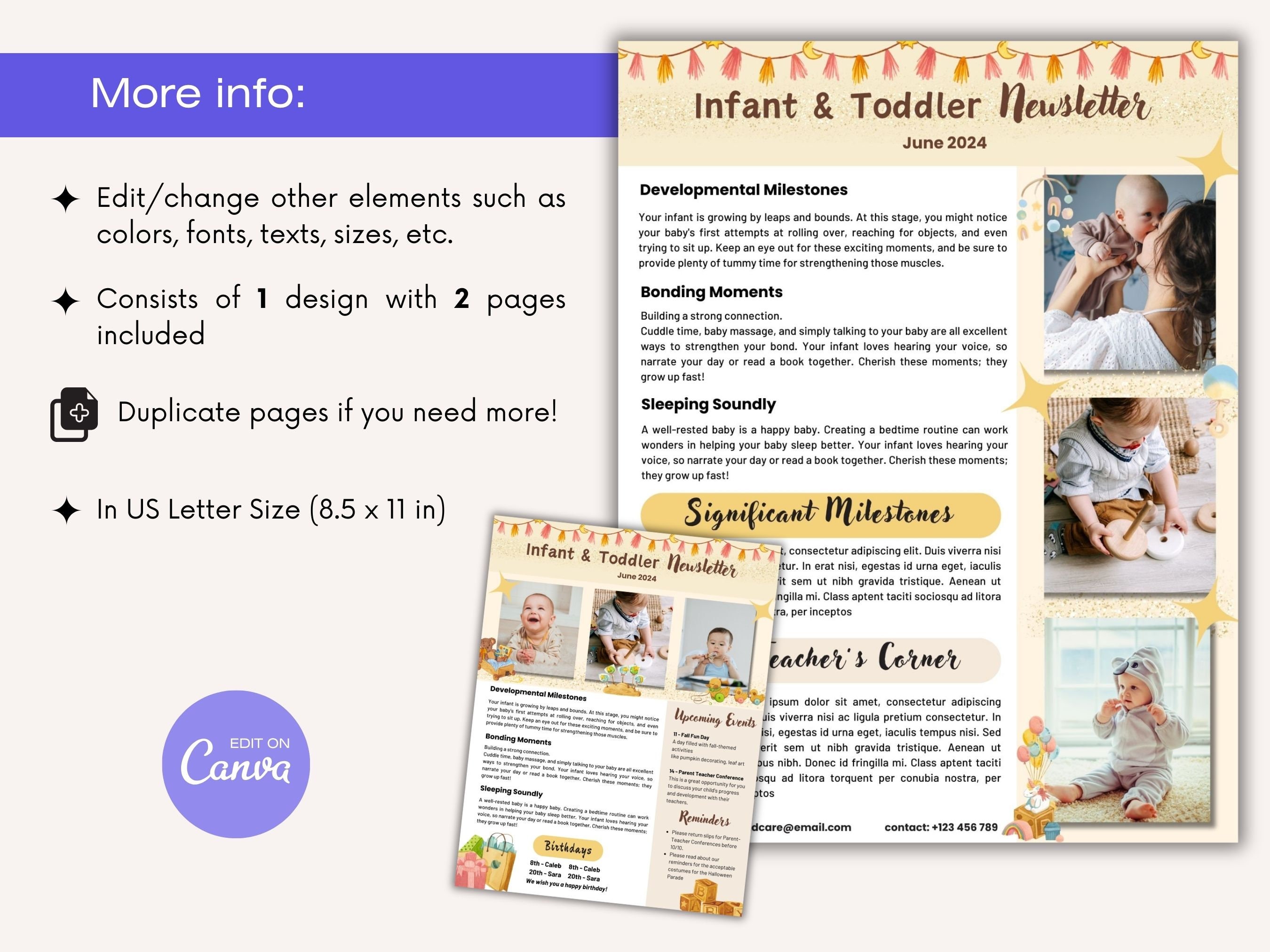 Editable Toddler Newborn Baby Newsletter Template, Baby Daycare ...