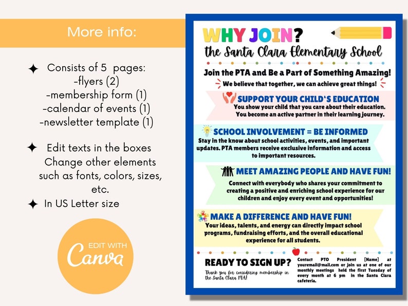 Editable PTA PTO Flyer Bundle, Pta Flyer, Why Join the Pta, Pta Yearly ...