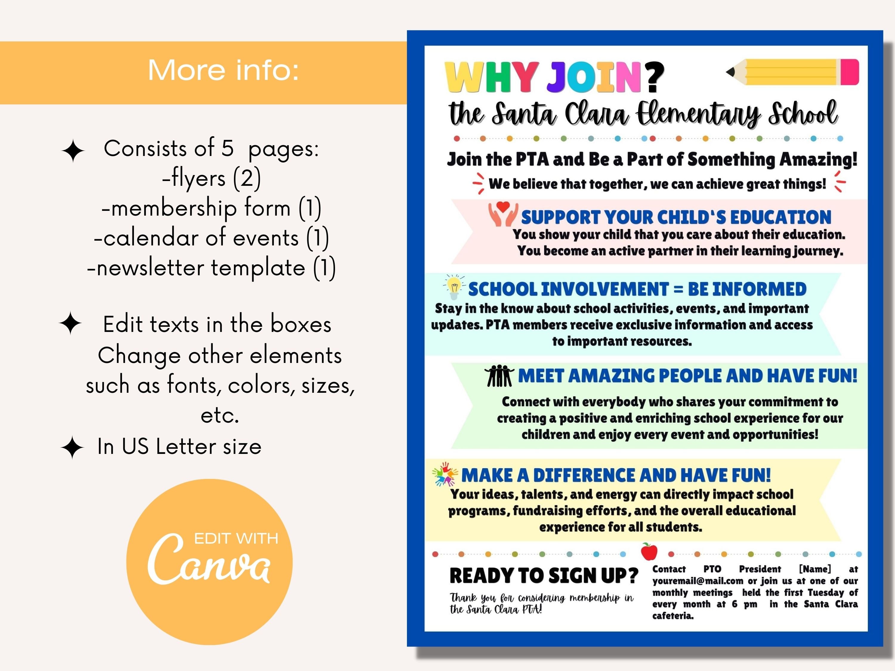 Editable PTA PTO Flyer Bundle, Pta Flyer, Why Join the Pta, Pta Yearly ...