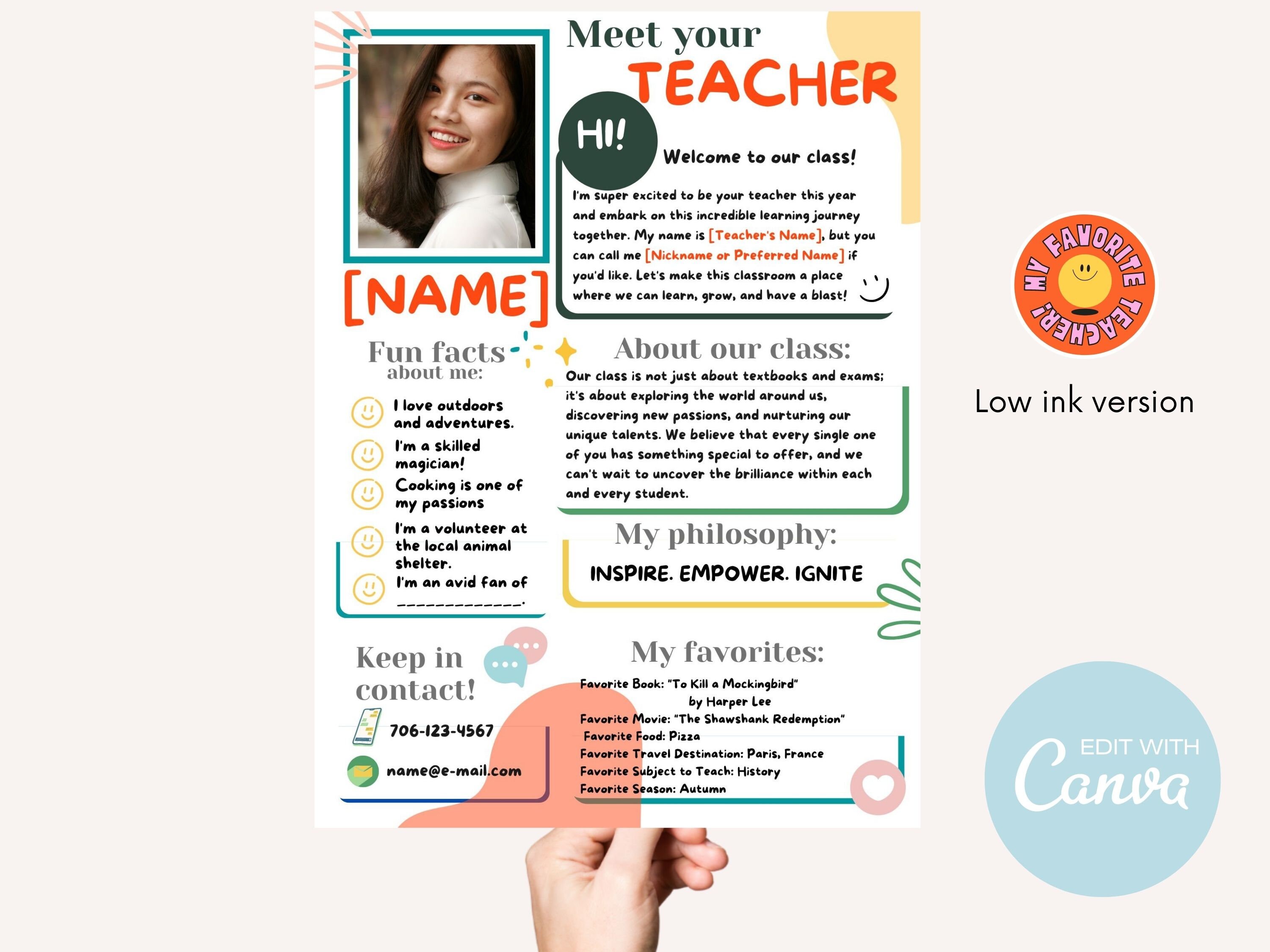 Meet the Teacher Template, Classroom Printable Template, Teacher ...