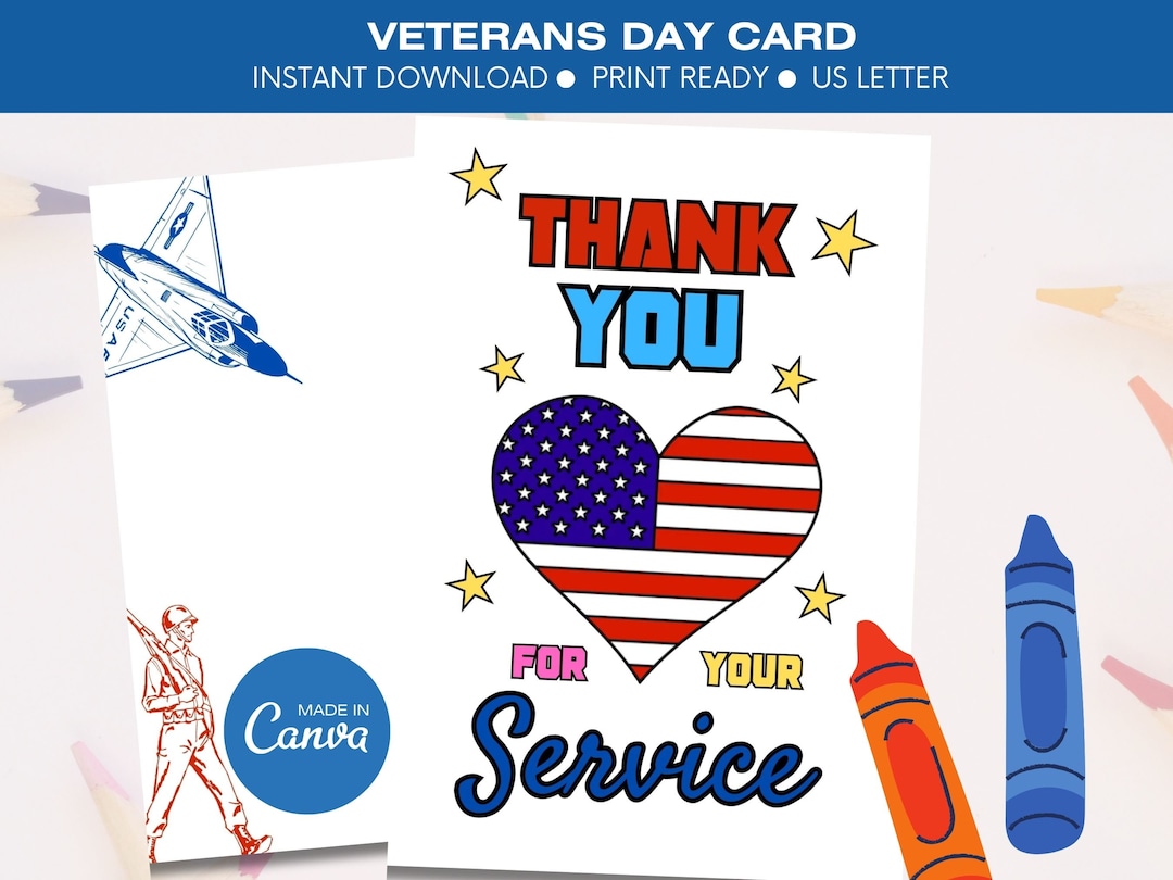 Happy Veterans Day Coloring Page, Veterans Day Thank You Card, Thank ...