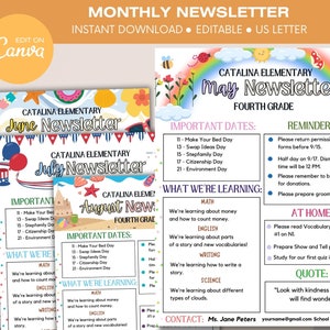 NEW May June July August Editable Classroom Newsletter Template ...