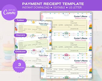 Childcare Receipt Payment Forms Colorful Daycare Receipts for Daycare ...