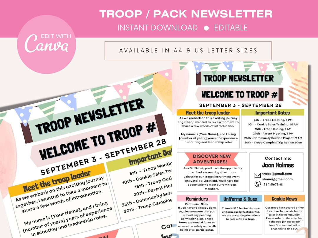 Girl Scout Newsletter Template, Cub Scout Newsletter, Event Newsletter ...