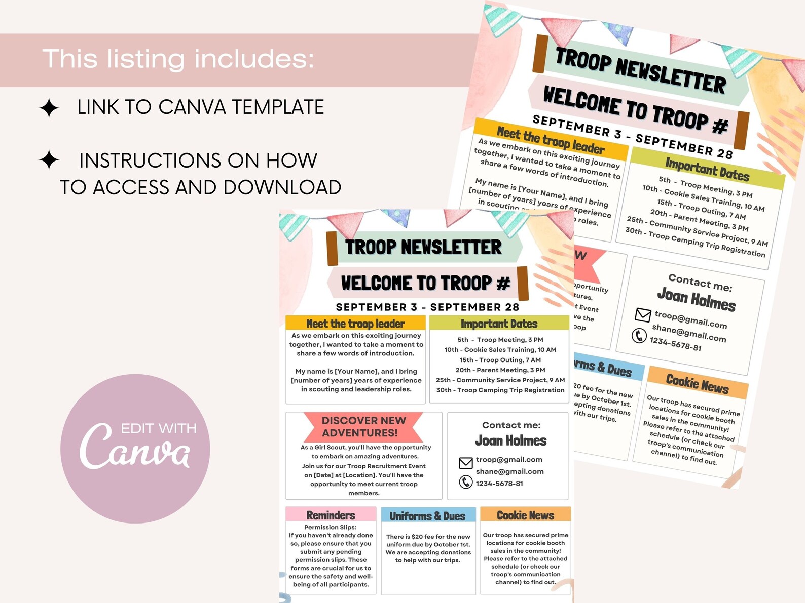 Girl Scout Newsletter Template, Cub Scout Newsletter, Event Newsletter ...