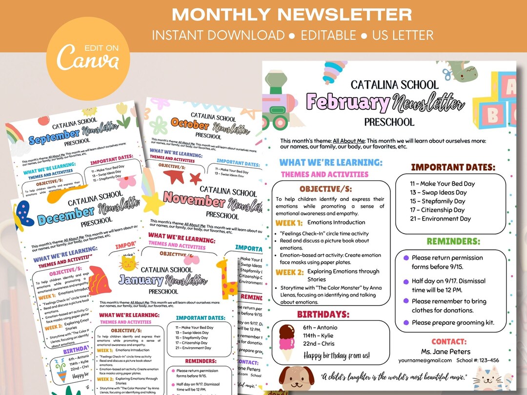Canva Classroom Newsletter Template Cute Daycare Newsletter - Etsy ...