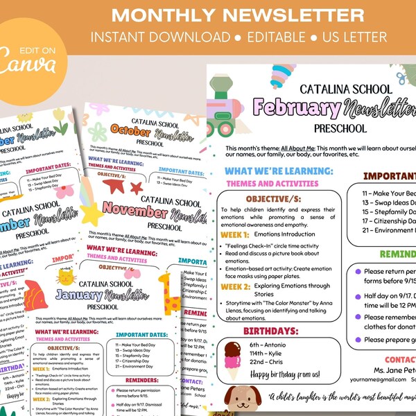 Cute Newsletter Template - Etsy