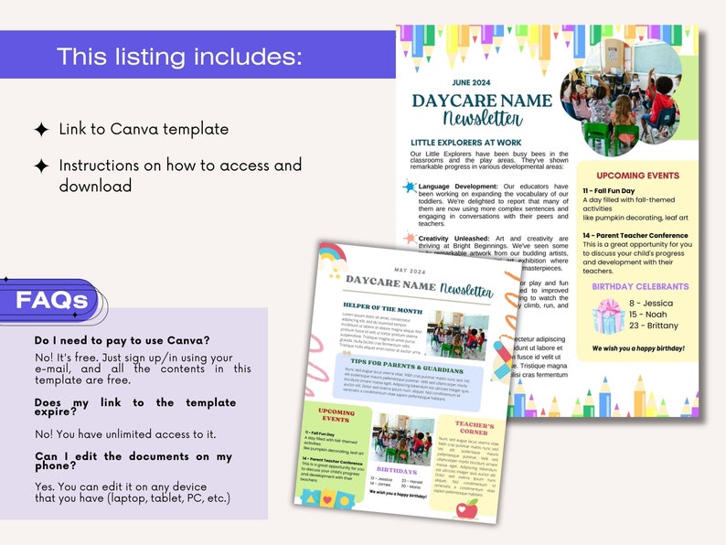 Daycare Newsletter Template, Preschool Newsletter, Toddler Newsletter ...