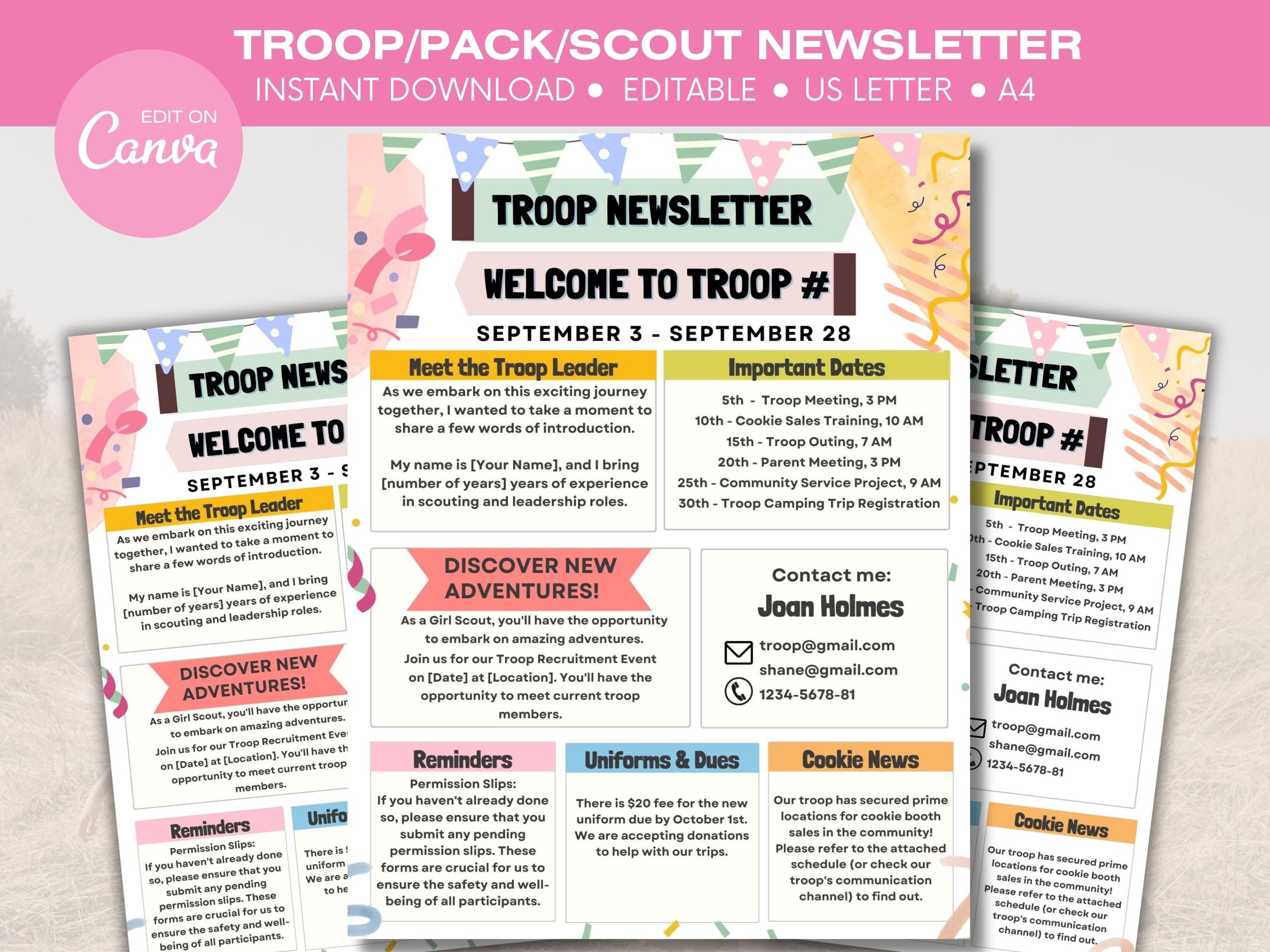 Girl Scout Newsletter Template, Cub Scout Newsletter, Event Newsletter ...