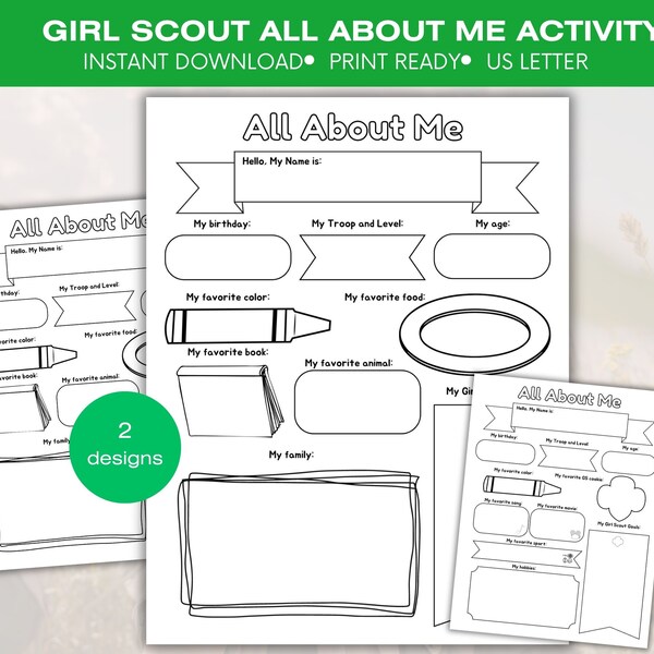 Girl Scout About Me Template - Etsy